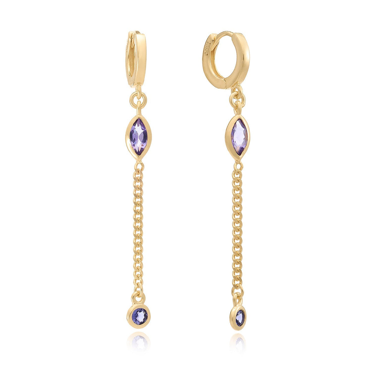 Shop Gold Vermeil Huggie with Gemstone Drop | 18K Handcrafted Earring
